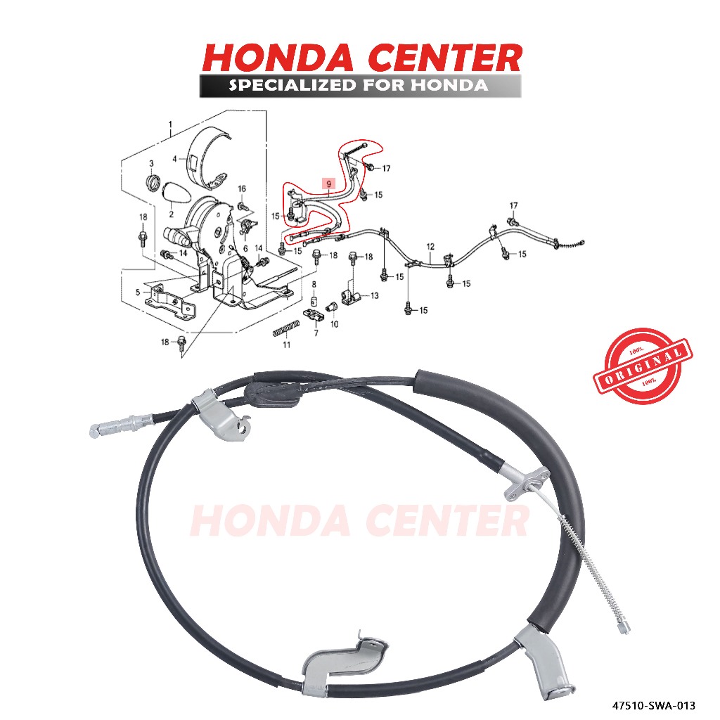 Jual Kabel Cable Sling Tali Rem Tangan Hand Rem Kiri Kanan Crv Re Gen3 ...