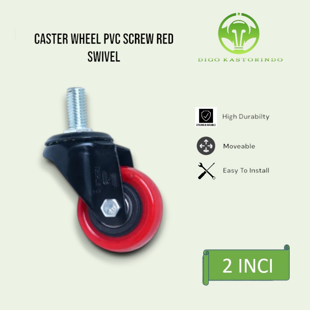 Jual Roda Kastor Merah Tebal Sekrup Tancap Hidup 2 Inci Caster Wheel ...