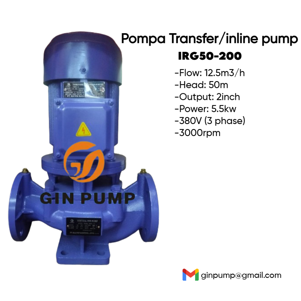 Jual Pompa air Transfer vertical /Transfer pump/inline pump Merek Gin ...