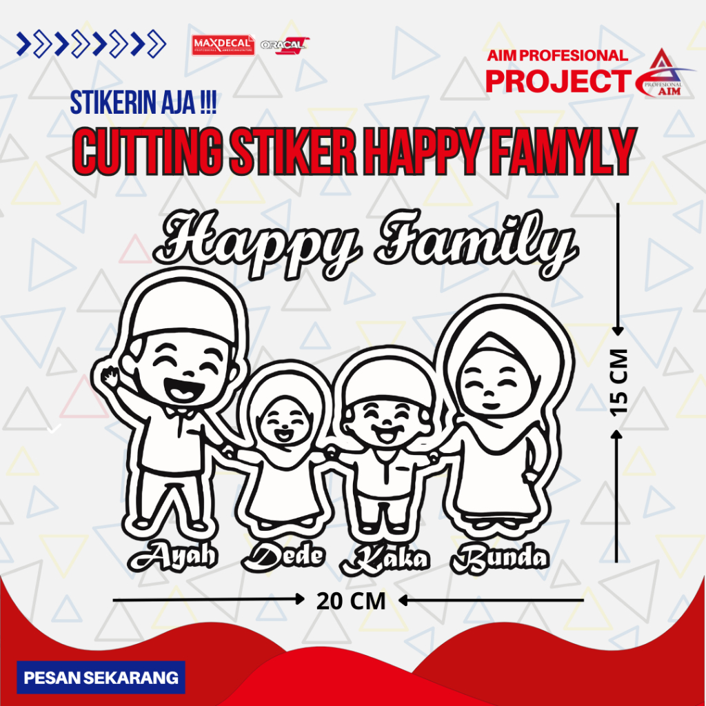 Jual Cutting Stiker Happy Family, Bisa Custom Nama dan Font, Stiker ...