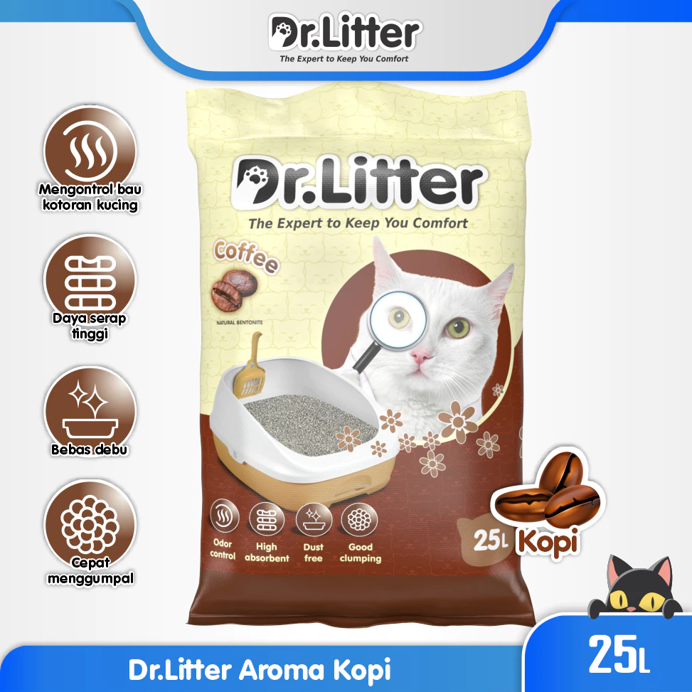 Jual Pasir Bentonite Dr. Litter 25Ltr - Pasir gumpal kucing daya serap ...