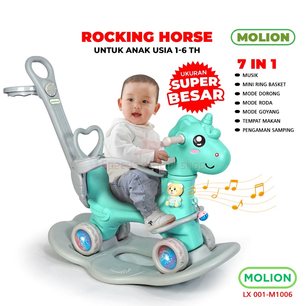 Jual MOLION TOYS SNI Mainan Kuda Kudaan Rocking Horse 3in1 Mainan ...