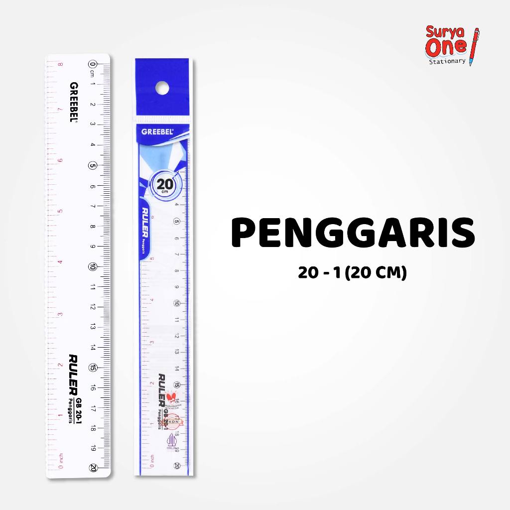 Jual Penggaris Transparan Greebel 20cm 20-1 / Ruler Transparant ...