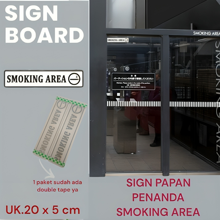Jual plat sign label papan tulisan SMOKING AREA sign board papan ...