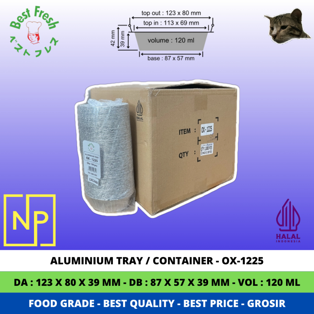 Jual Aluminium Tray/Container - OX 1225 - 1000 Pcs - BEST FRESH - Food ...