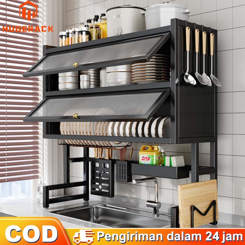 Jual Rak Piring Stainless Steel Dua Lapis Dengan Penutup Rak Dapur ...