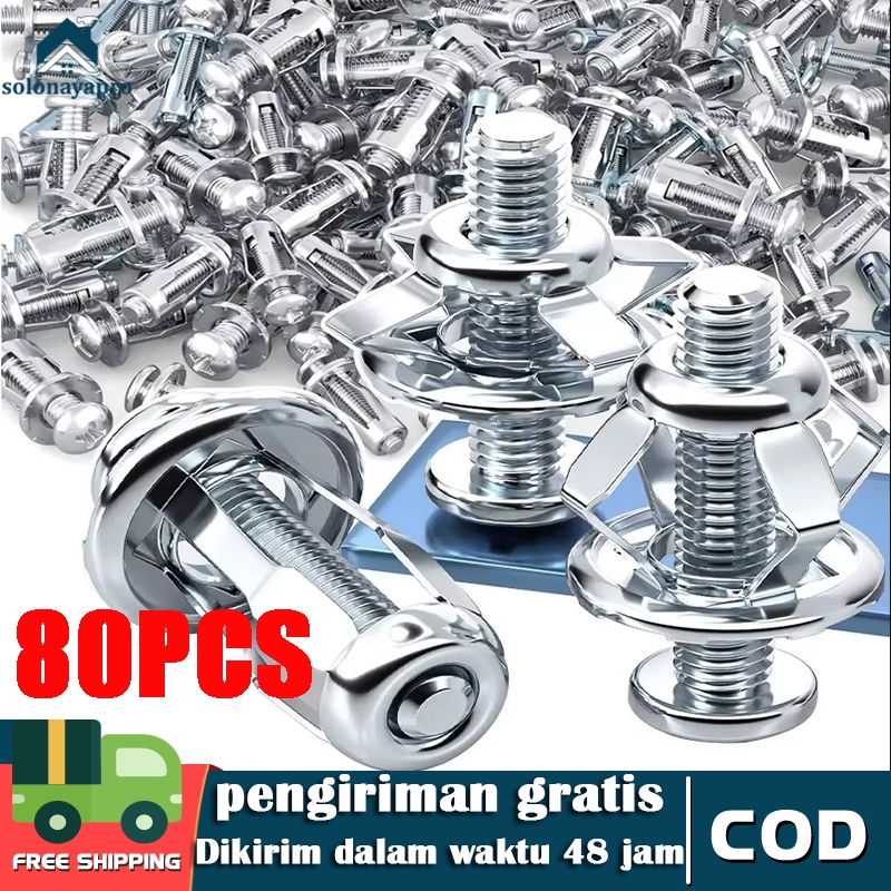 Jual 80PCS Jack Nut - Rivet Plat Metal Mur Baut Drat Sekrup Fisher M4 M5 M6 Skrup | Shopee Indonesia