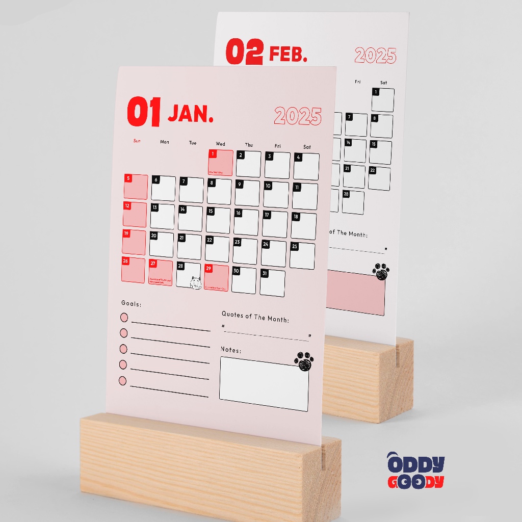 Jual KALENDER PLANNER A6 STAND KAYU AESTHETIC 2025 - DESK CALENDAR ...