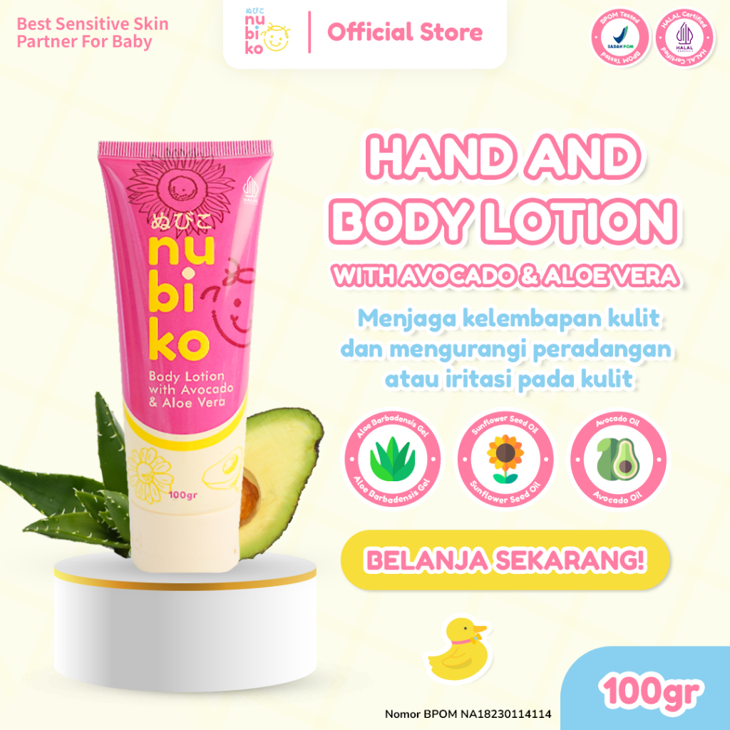 Jual Nubiko Hand Body Lotion With Avocado Aloe Vera Pelembab Kulit Anak ...