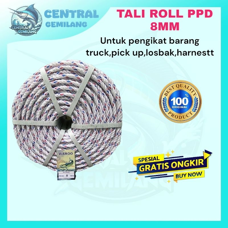 Jual TALI TAMBANG PPD 8MM ROLL 220METER,Tali pengikat barang truck,pick ...
