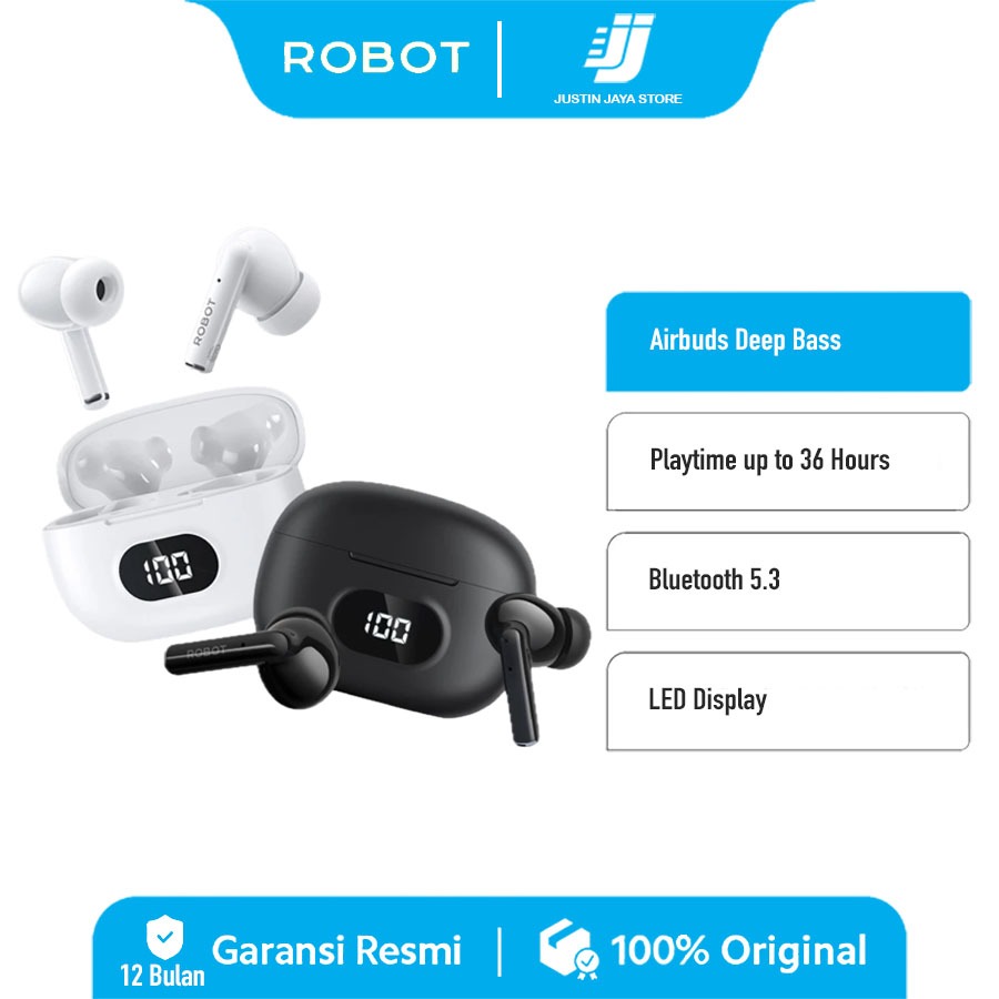 Jual Robot Wireless Earphone Airbuds T70 Original TWS Deep Bass ...