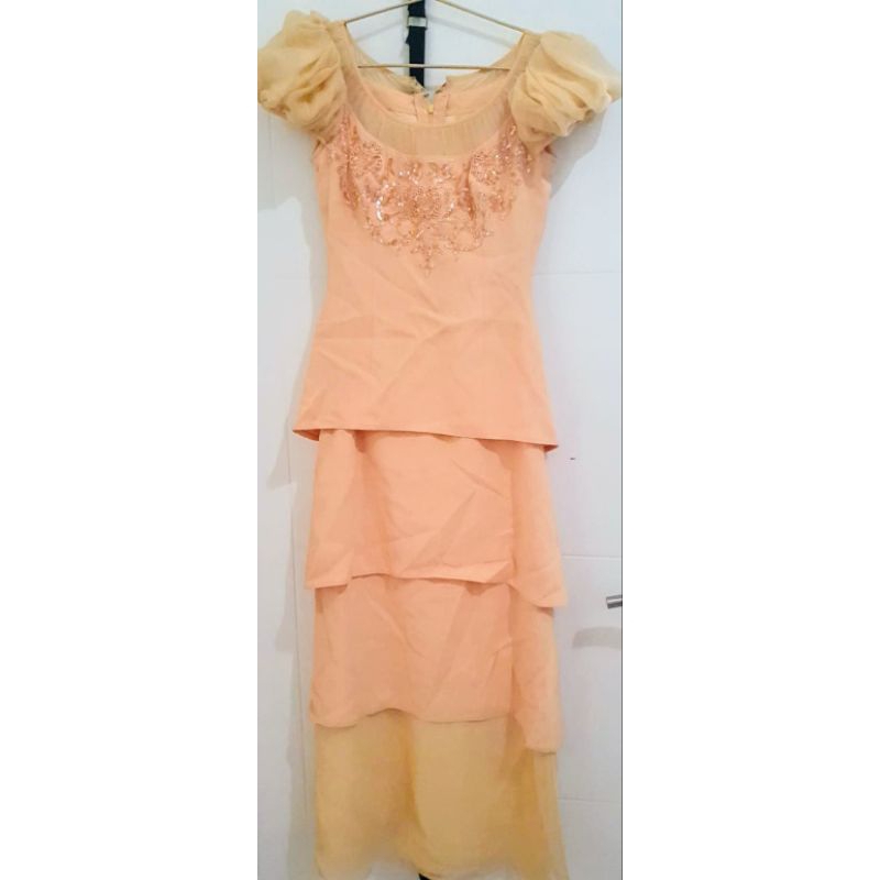 Jual Gaun party warna peach | Shopee Indonesia