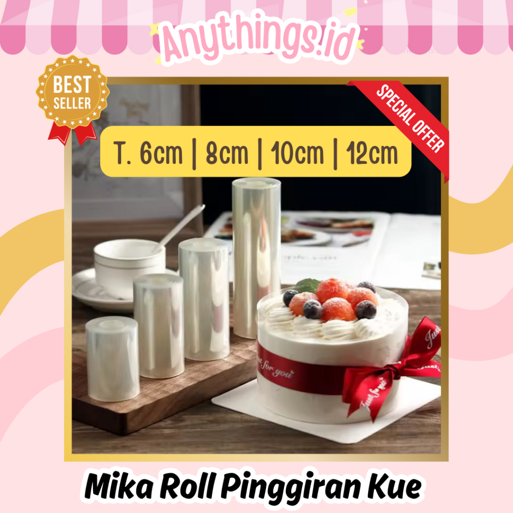 Jual 1 METER Plastik Mika Pinggiran Kue | Mika Roll Tiramissu Cake | Mika Roll Cheesecake | Mika ...