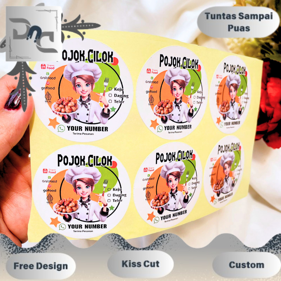 Jual 2-4 Cetak Stiker Label Kemasan Cireng Cilok Cibay Sticker Bulat ...