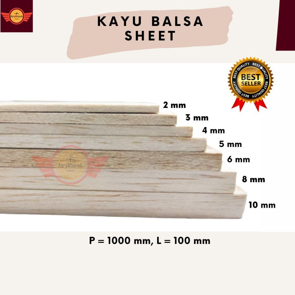 Jual Kayu Balsa Sheet 1000 x 100 x 2 mm (Premium Quality) | Shopee ...