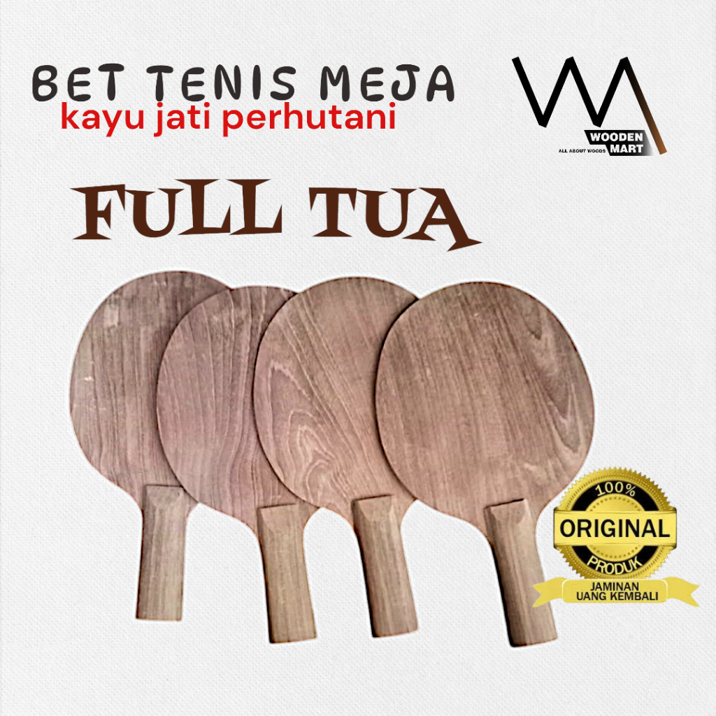 Jual Bet tenis meja kayu jati perhutani 100% kayu tua utuh tanpa sambungan | Shopee Indonesia