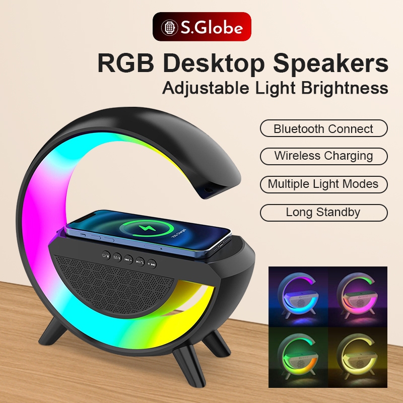 Jual Bluetooth Speaker Ambient Light 15W Wireless Charger LED Atmospheric Lamp RGB Multi ...