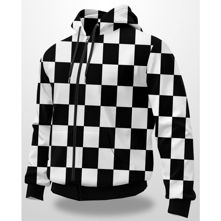 Jual Jaket HITAM PUTIH Motif CATUR // Jaket Boomber Hitam Putih ...