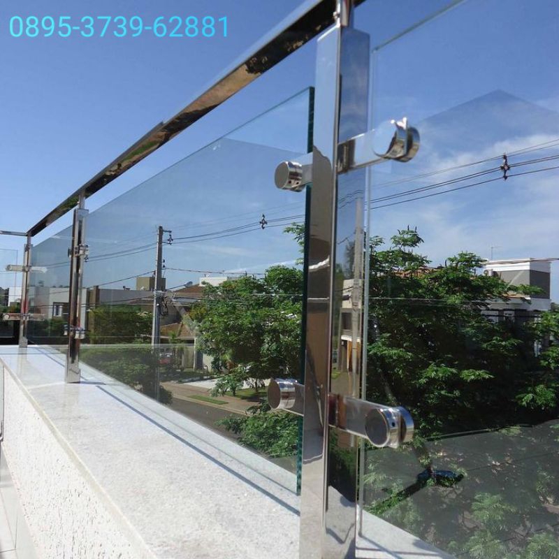 Jual Railing Reling Balkon Kaca Tempered Stainless 304 rangka holo ...