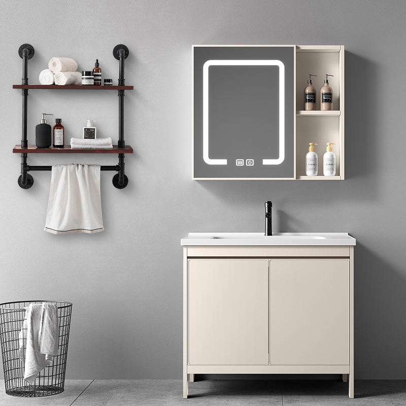 Jual RSNTIOS Lemari lantai warna krem/Aluminum alloy bathroom cabinet ...