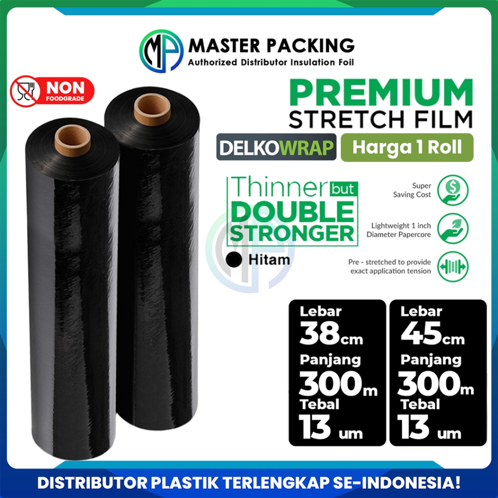 Jual Plastik Wrapping BOLT PREMIUM HITAM - Black 300m / Stretch Film ...