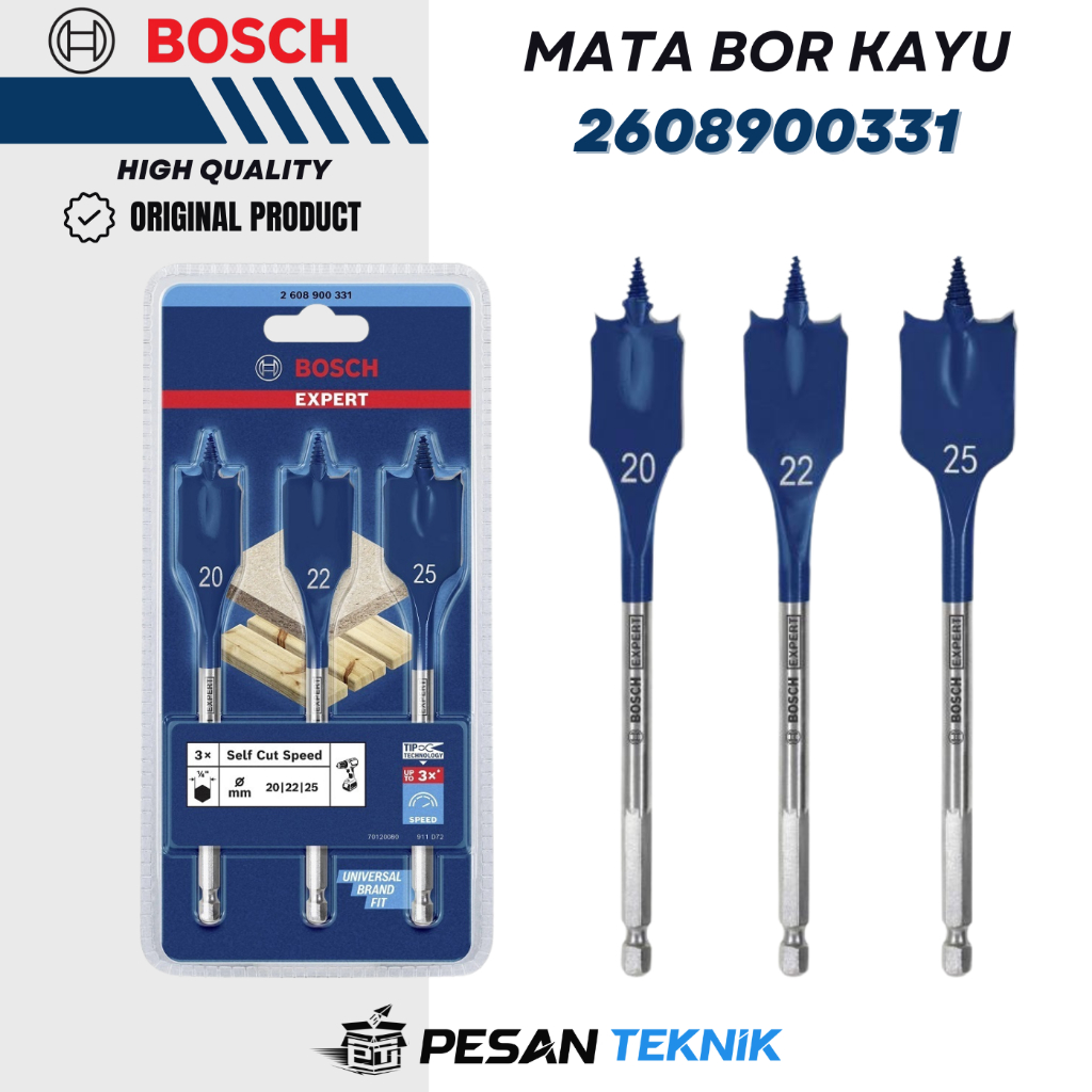 Jual Mata Bor Kayu Kipas EXPERT Self Cut Speed Spade Drill Bit Set 20 ...