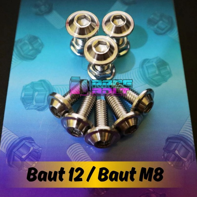 Jual Baut disc cakram stainless Titanium style drat 12 M8 (mt) | Shopee Indonesia