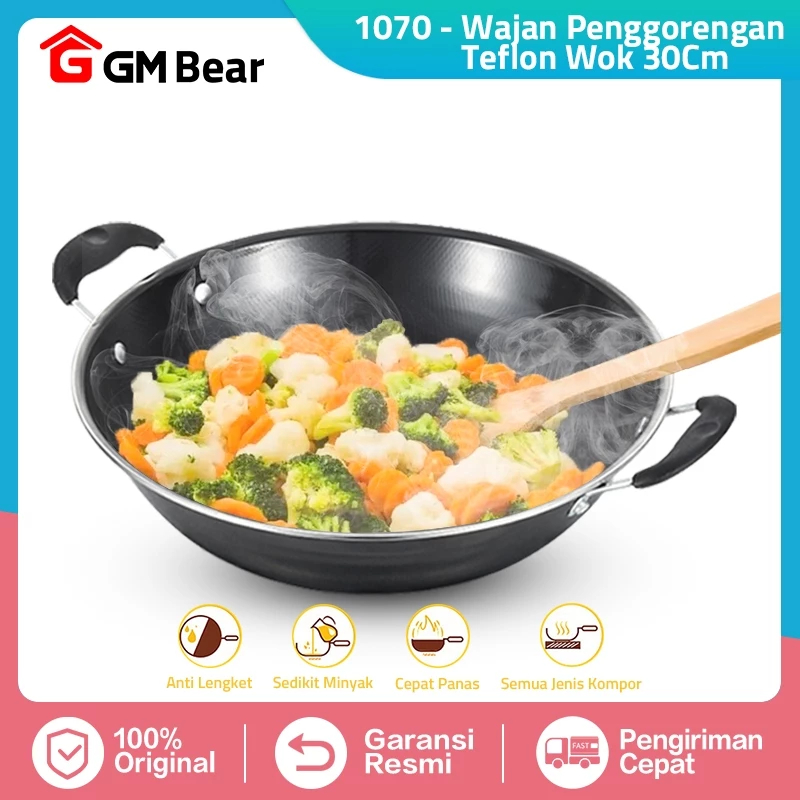Jual [INSTAN] GM Bear Wajan Kuali 30cm 1070-Wajan Penggorengan Wok 30cm ...