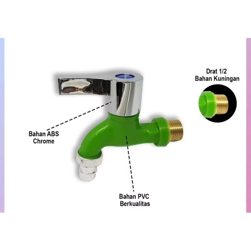 Jual Kran Engkol Keran Air Tembok Taman 1/2 Inch PVC Kran Plastik Warna ...