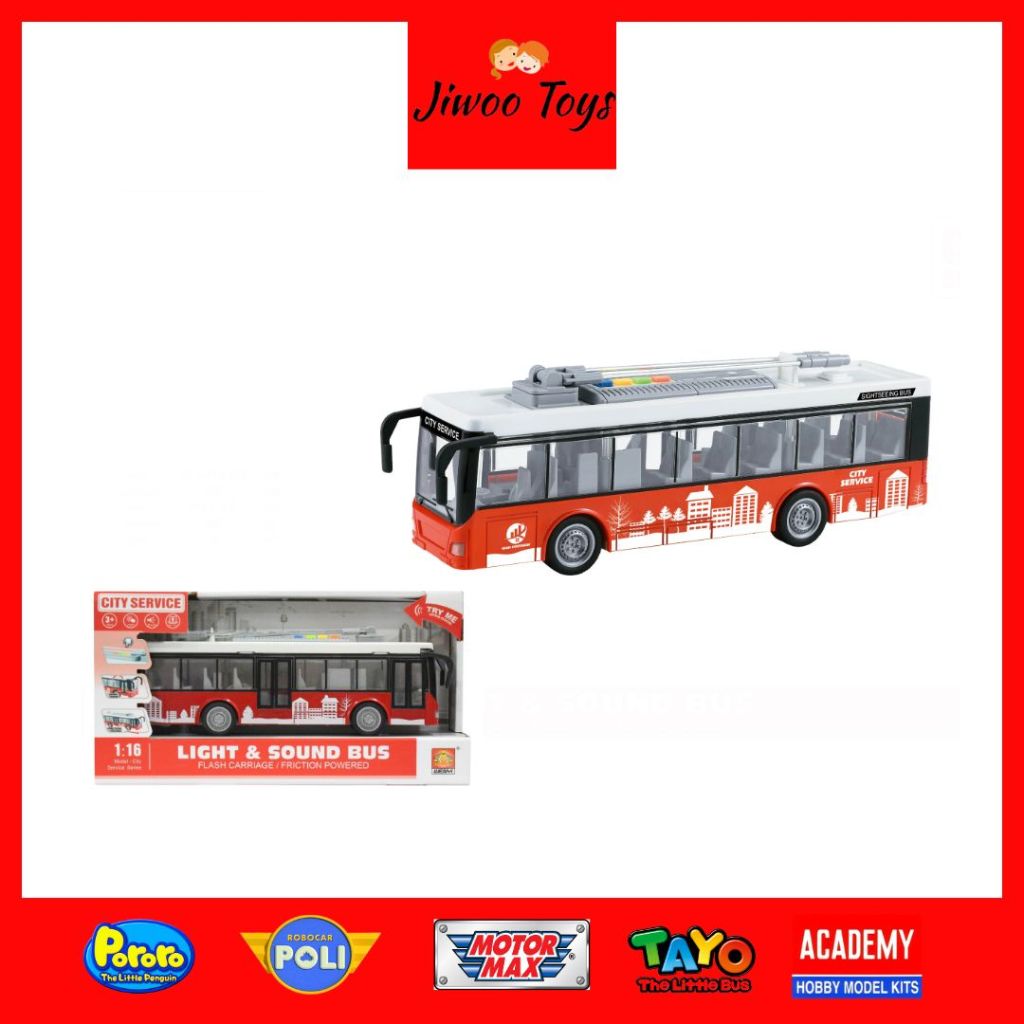 Jual Mainan Bus Red With Sound And Light Friction HW20091446/Mainan Bus ...