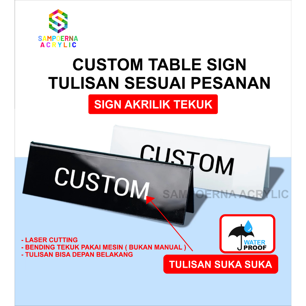 Jual Papan Nama Meja Custom Akrilik Signage Papan Penanda Meja tulisan ...