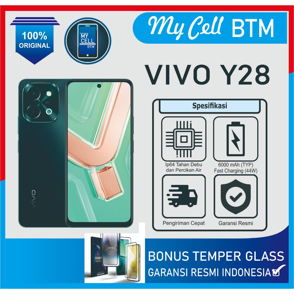 Jual Vivo Y28 Baterai 6000mAh Ram 6/128GB | 8/128GB | 8/256GB | Shopee Indonesia