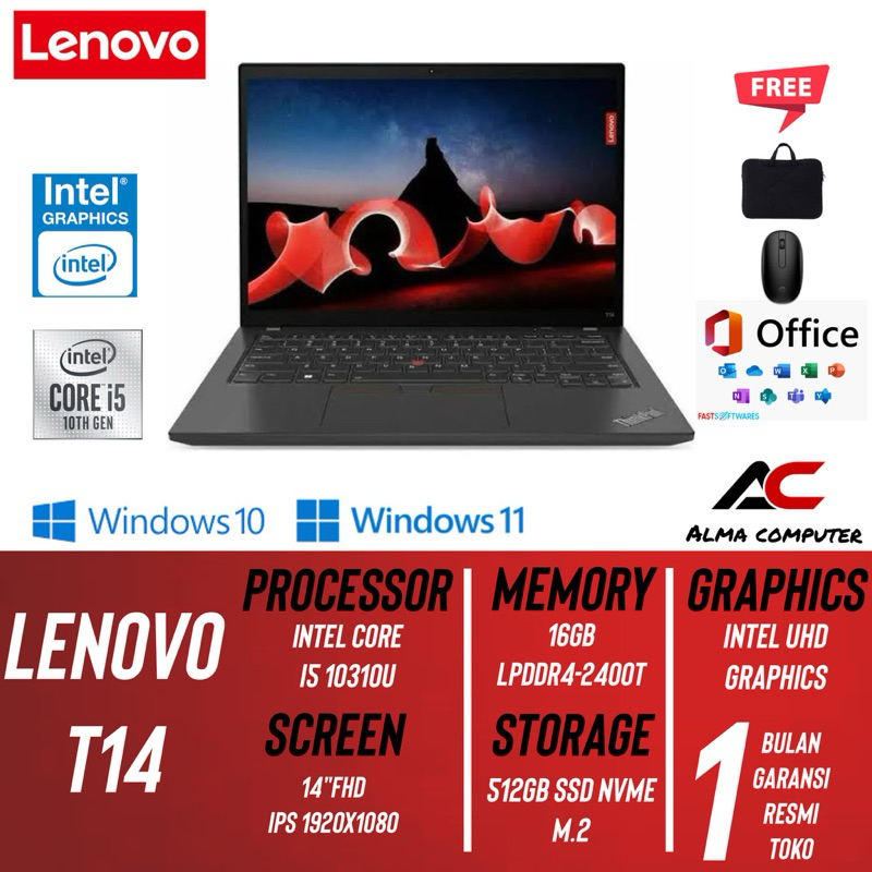 Jual Lenovo Thinkpad T14 Core I5 Gen 10 Ram 16GB Ssd 512GB | Shopee ...