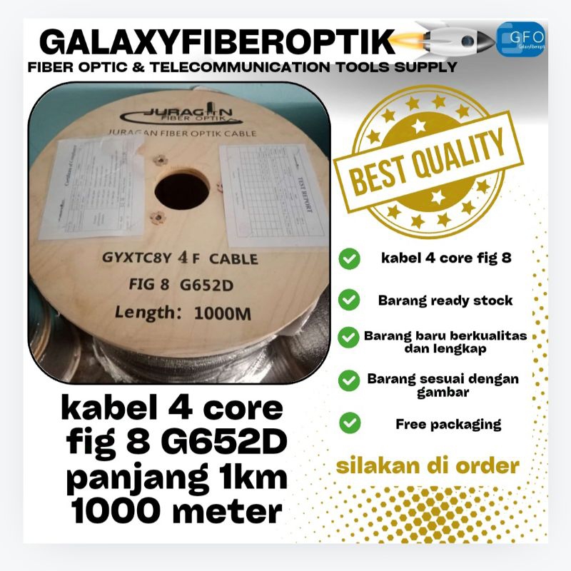 Jual kabel 4 core fig8 G652D kapasitas 4 core dengan panjang 1 km ...