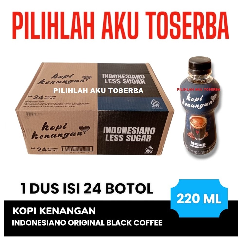 Jual KOPI KENANGAN INDONESIANO BLACK COFFEE LESS SUGAR 220 ml - ( 1 DUS isi 24 ) | Shopee Indonesia