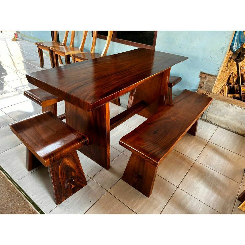 Jual meja makan kayu trembesi/kayu meh/kayu suar meja cafe resto ...