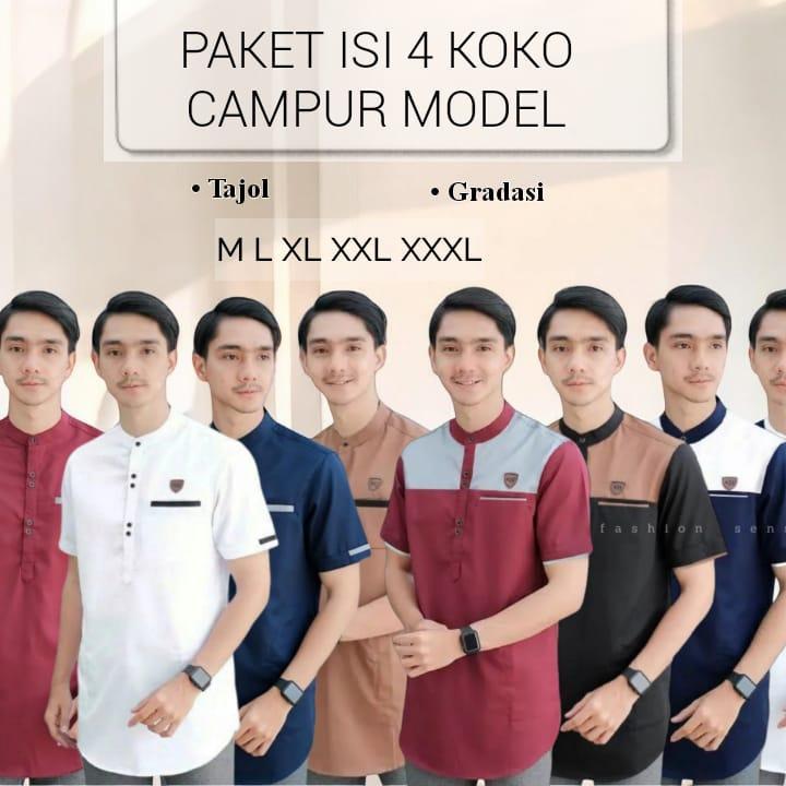 Jual PAKET 100RIBUAN ISI 4 PCS BAJU KOKO KURTA PRIA CAMPUR MODEL - KOKO ...