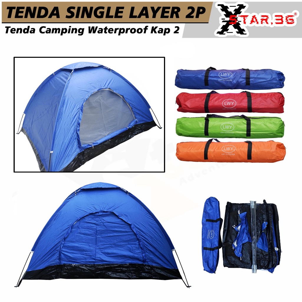 Jual tenda single layer dome 2-3 person waterproof tenda camping ...