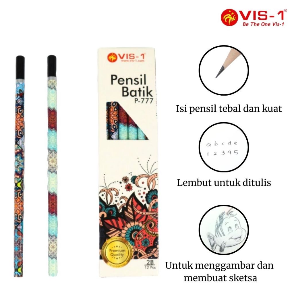 Jual VIS-1 - Pensil 2B P-777 motif Batik / Pensil Fancy / Pensil ...