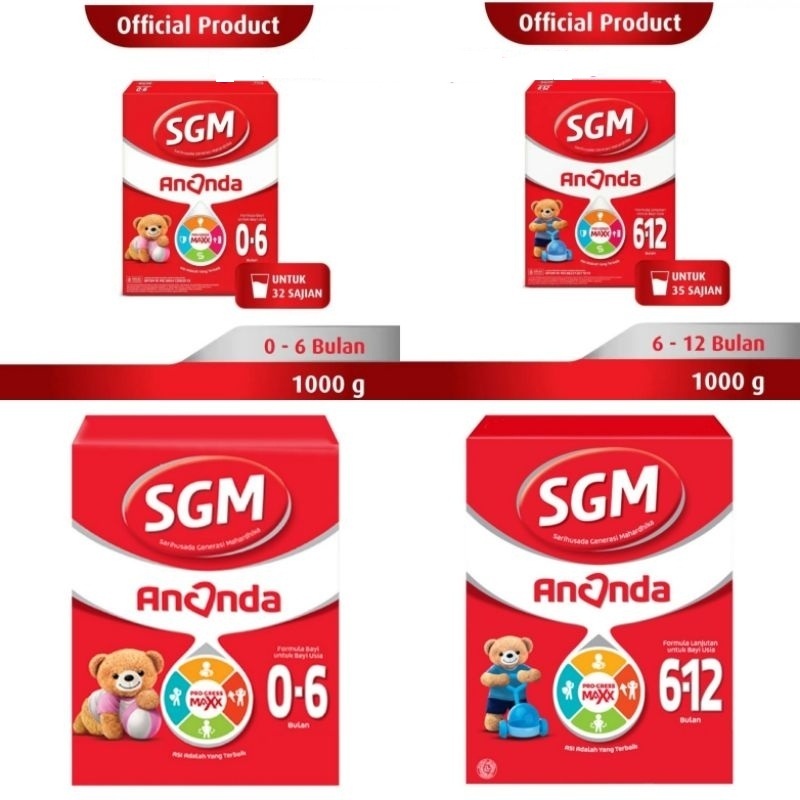 Jual SGM Ananda Formula Bayi 0-6/6-12 Bulan 1000g/ 1 Kg | Shopee Indonesia