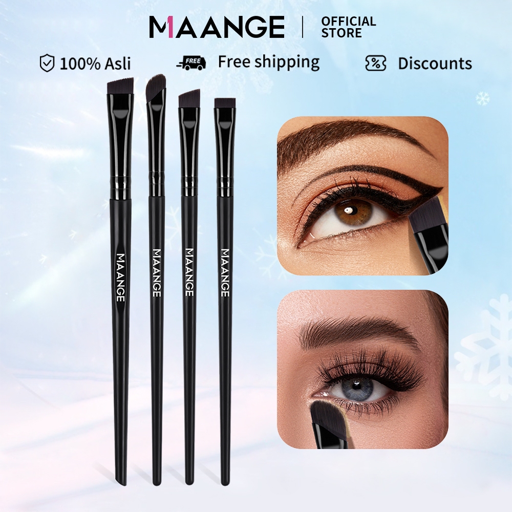 Jual MAANGE 4Pcs Set Brush Makeup Angled Kuas Eyeliner Eyebrow Brush ...
