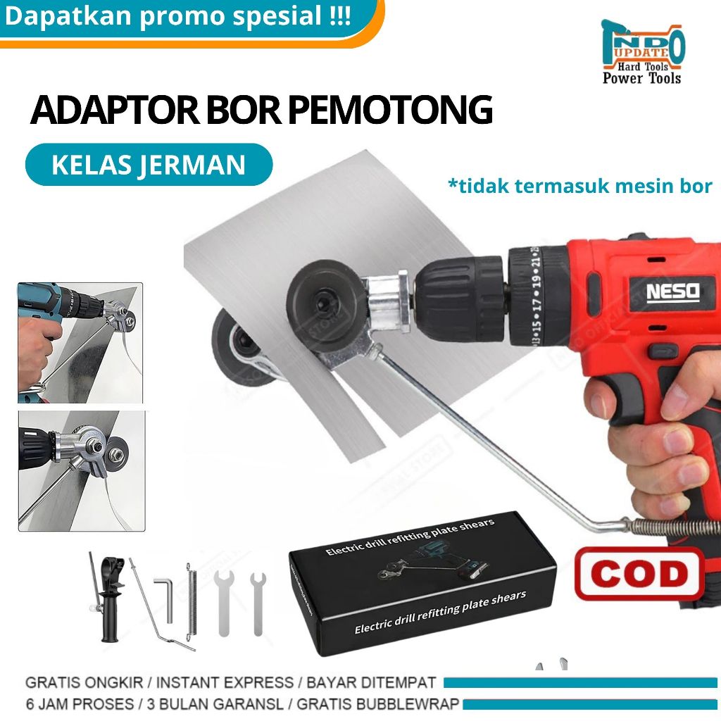 Jual Adapter Drill Plate Cutter Bor Pemotong Plat Seng Besi Lembaran Logam Converter Bor Jadi ...
