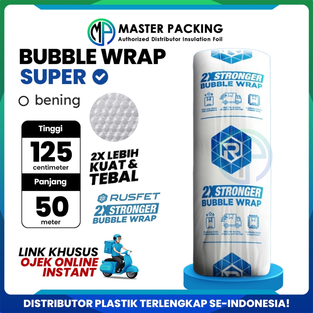 Jual Plastik Packing Bubble Buble Wrap Rusfet Roll 125cm x 50m Rusfet ...