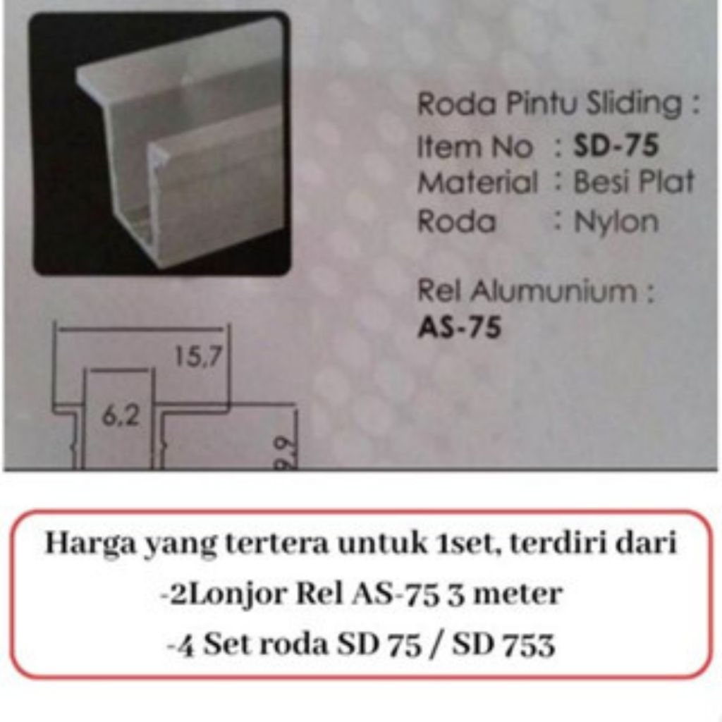 Jual Paket Rel Dan Roda Pintu Lemari Sliding Rel AS-75 Huben FULL ...