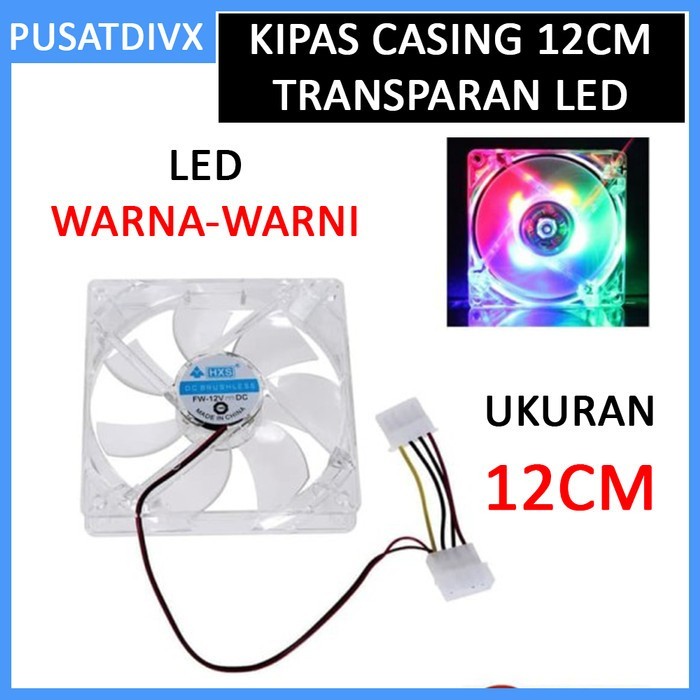 Jual Fan case HI led 120mm transparan dc 12v for Pc cpu - Kipas casing ...