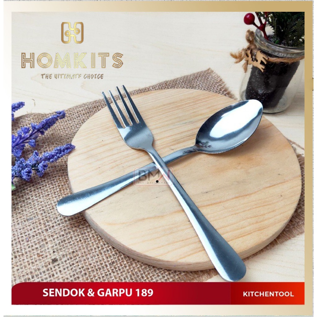Jual HKS-H281 Sendok Garpu Makan Stainless steel Tebal Motif Polos | Shopee Indonesia