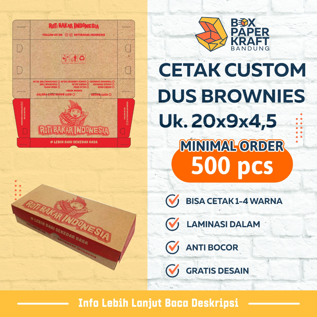 Jual Custom cetak Dus Brownies 20x9x4,5 Paper Box Makanan Kue Bolen ...