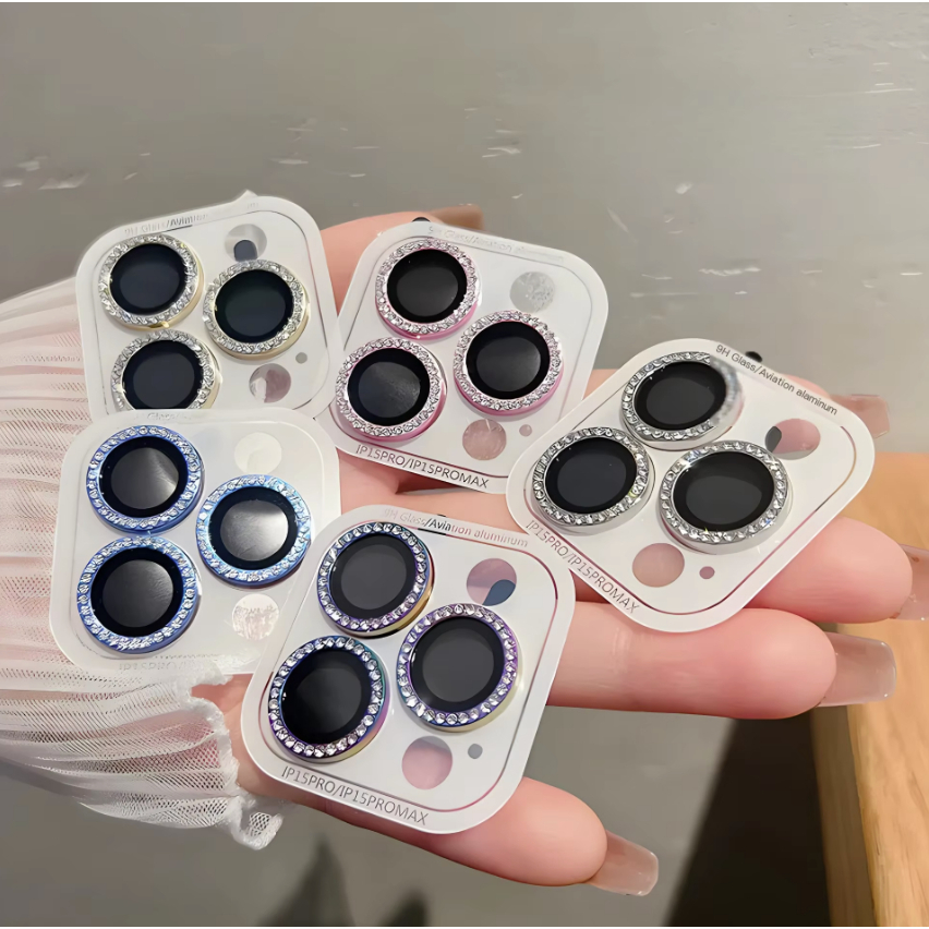 Jual (1 SET) Rhinestone Diamond Ring Lens Camera Protector For iPhone ...