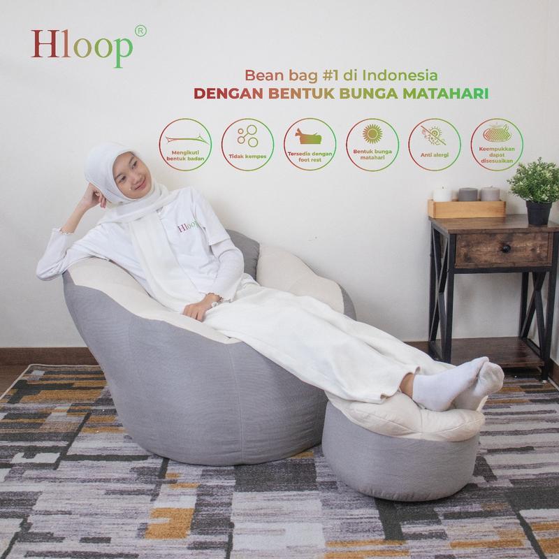 Jual HLOOP sofa beanbag Sunflower Sofa Malas 2in1 Dengan Bantalan Kaki | Shopee Indonesia