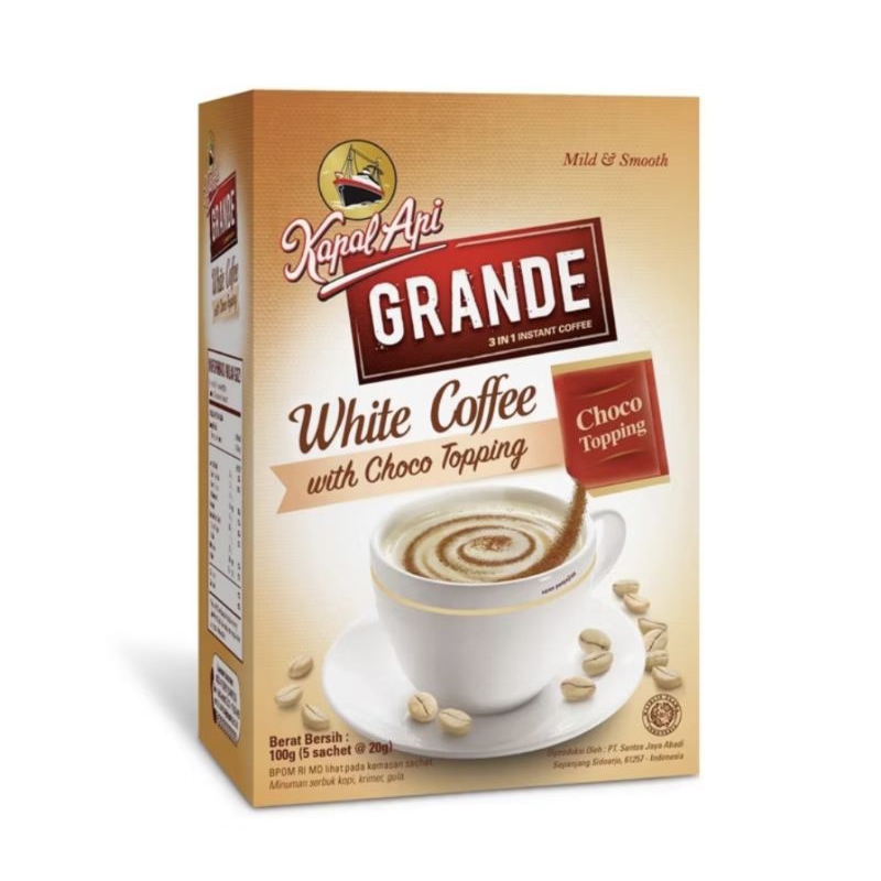 Jual Kapal Api Grande White Coffee with choco Topping 5sachet x 20gr ...